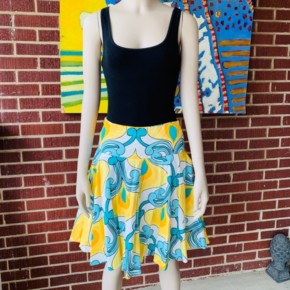 Cache | Skirts | Cach Summer Full Skirt With Vibrant Print | Poshmark